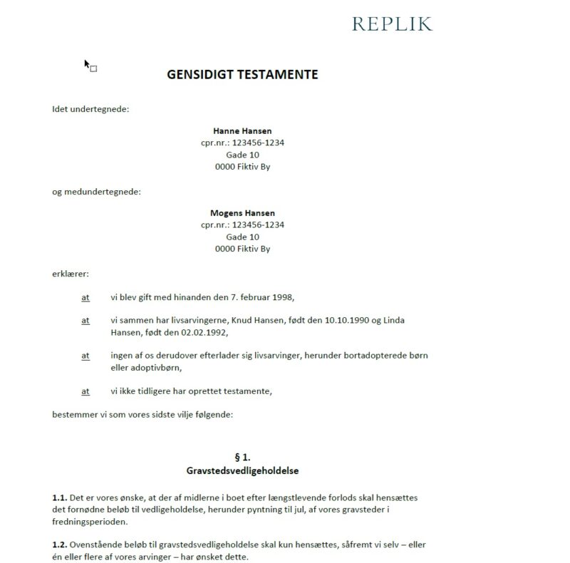 Opret testamente hos Replik - udført af jurister